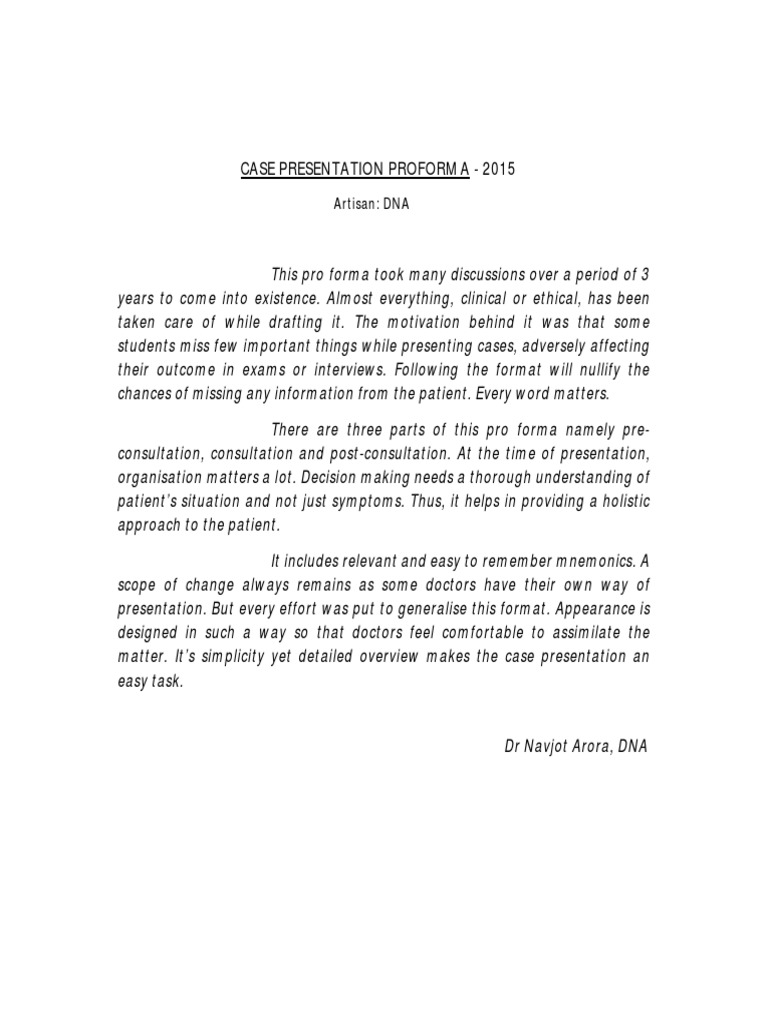 Case Presentation Proforma - 2015: Artisan: DNA | PDF | Sexually ...