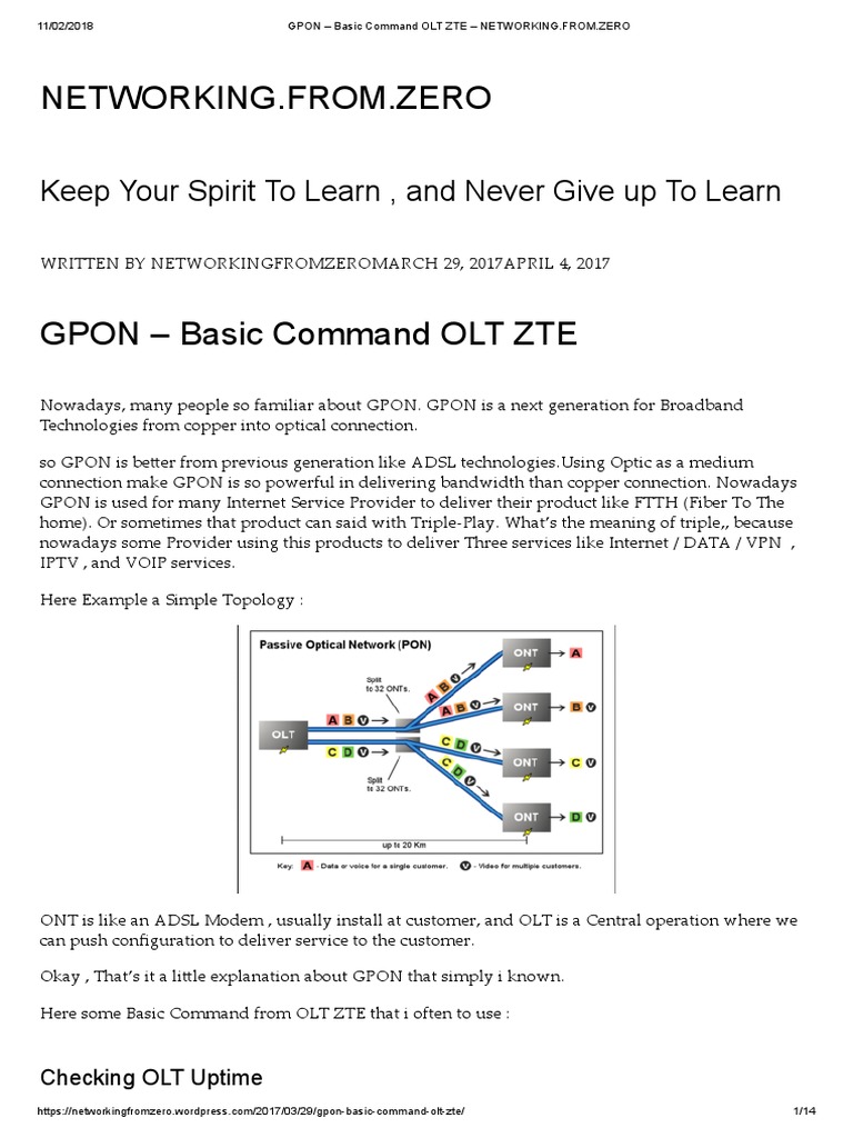03 - GPON - Basic Command OLT ZTE - NETWORKING - FROM | PDF | Fiber To The X ...