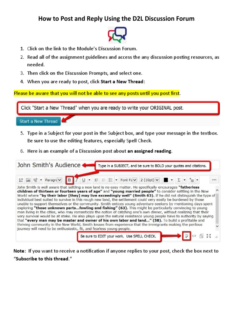 D2L Forum Posting Guide for Students | PDF | Career & Growth
