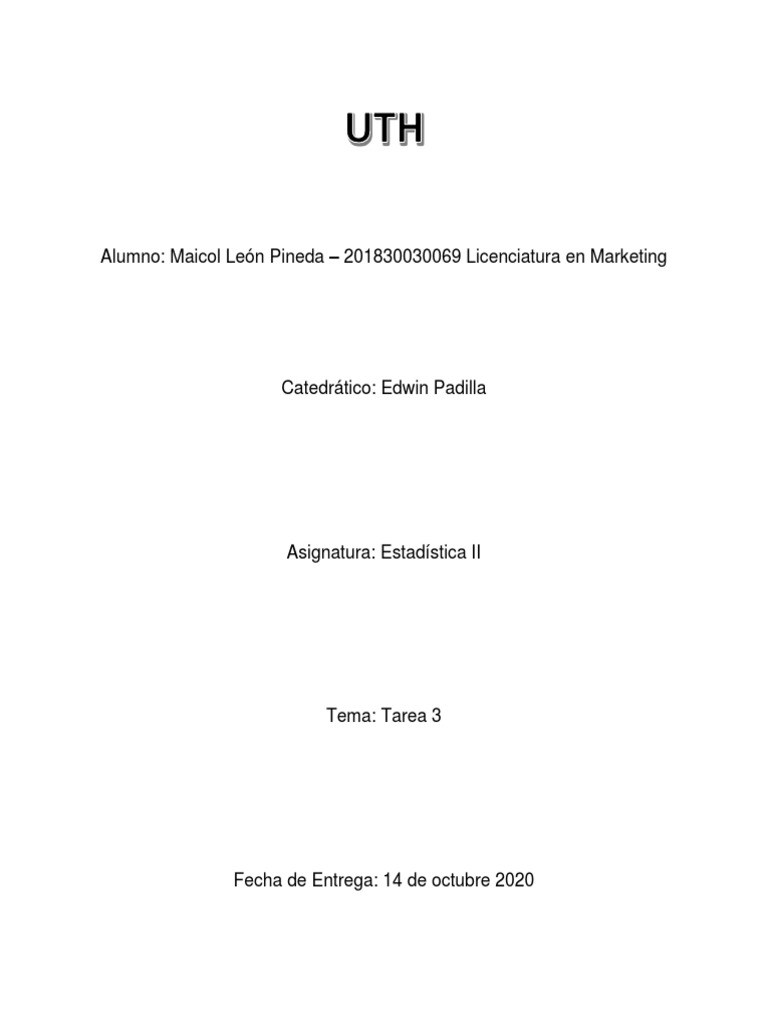 Tarea 3 Modulo 1 Estadistica II | PDF