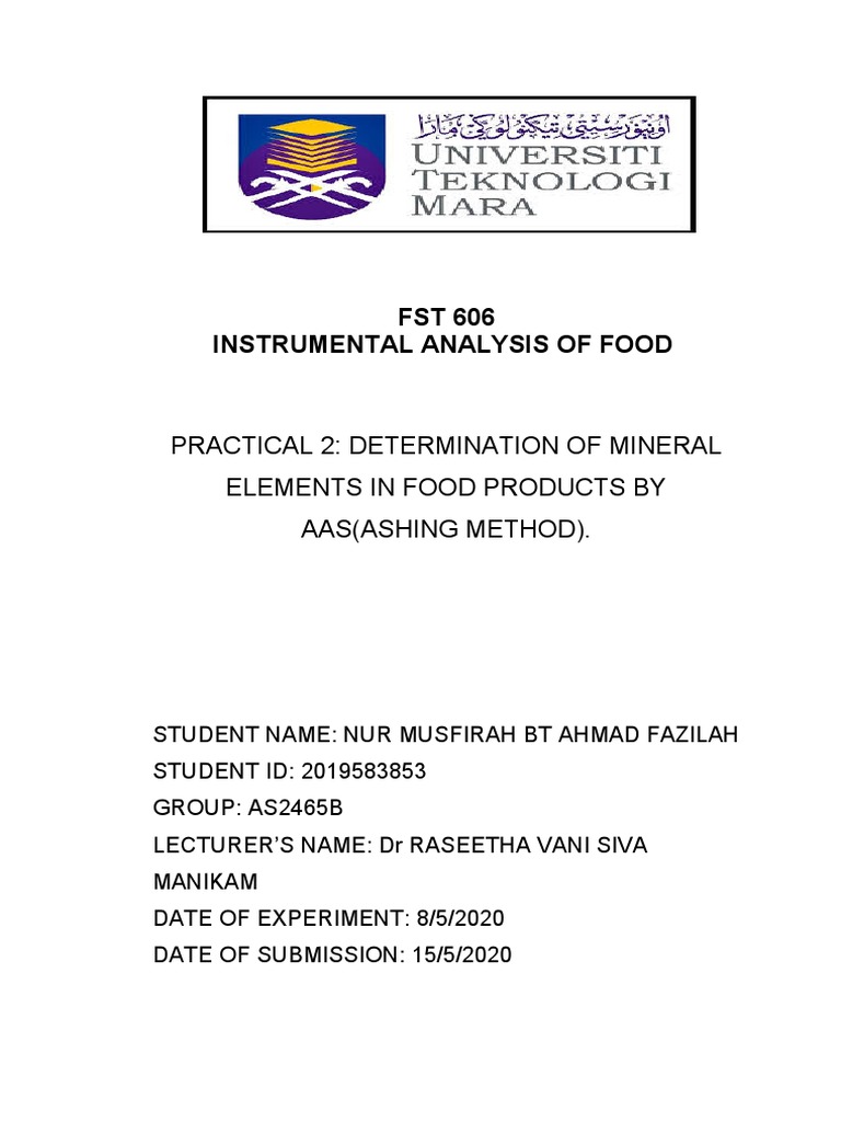 Determination of Sodium and Calcium Content in Baby Corn and Mushroom ...