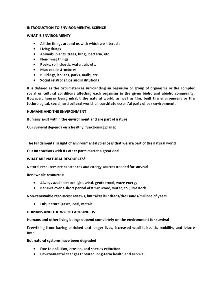 Introduction to Environmental Science | PDF | Ion | Sustainability
