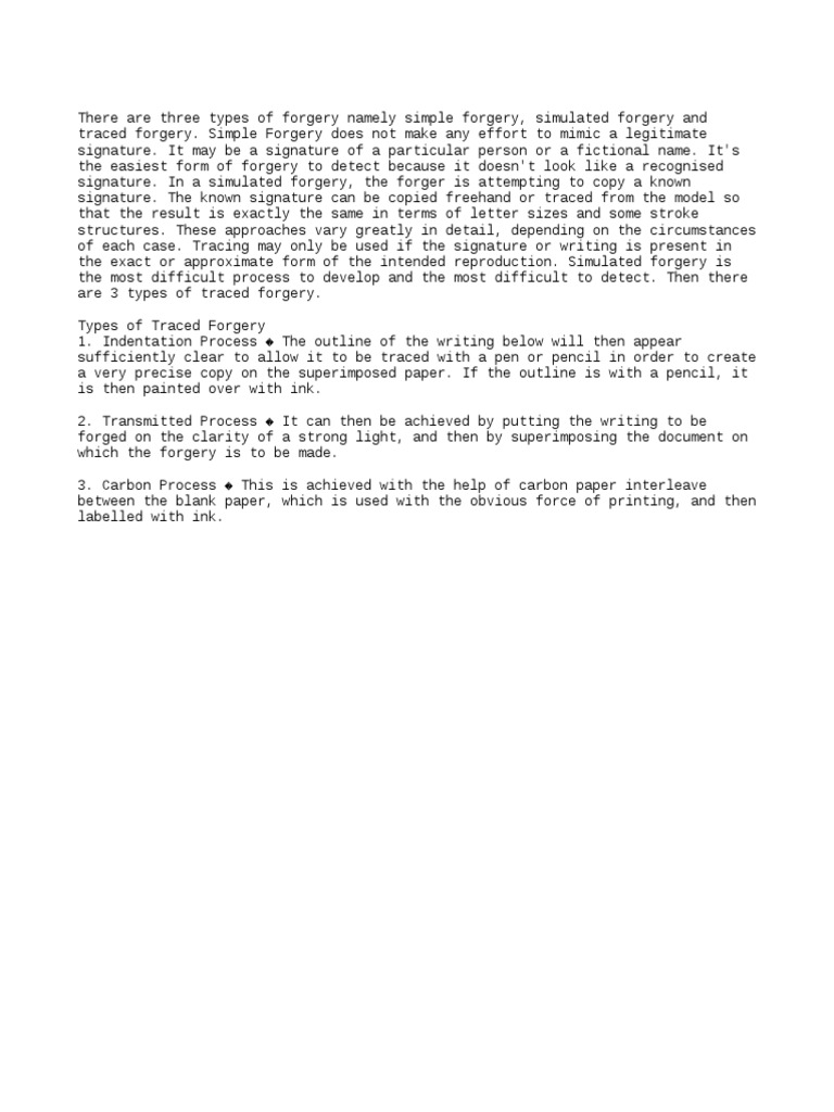 Simple, Simulated and Traced Forgery | PDF