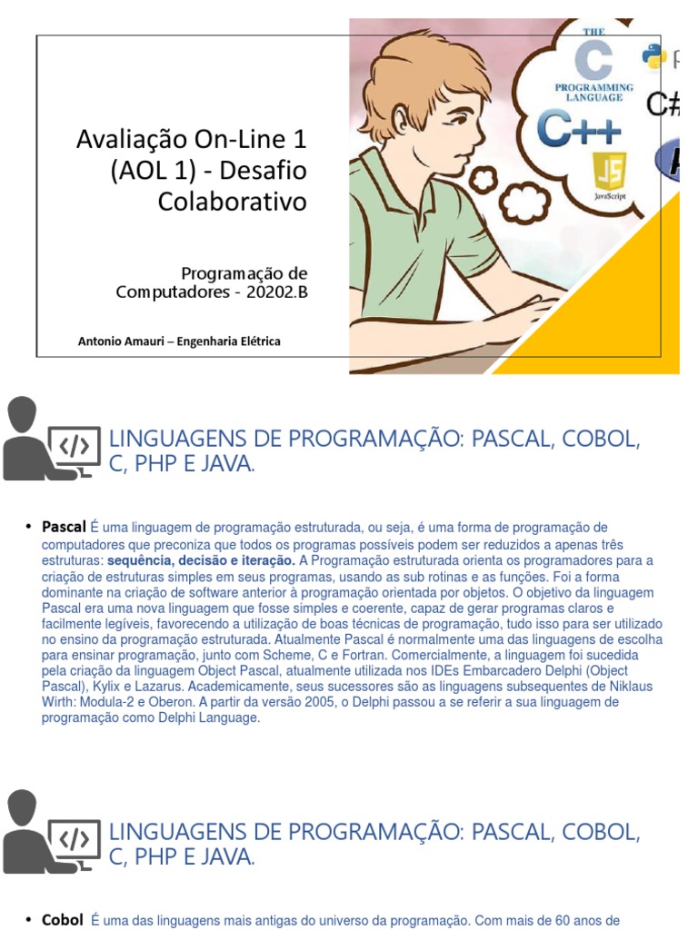 Linguagens de Programação: Pascal a Java | PDF | Linguagem de ...