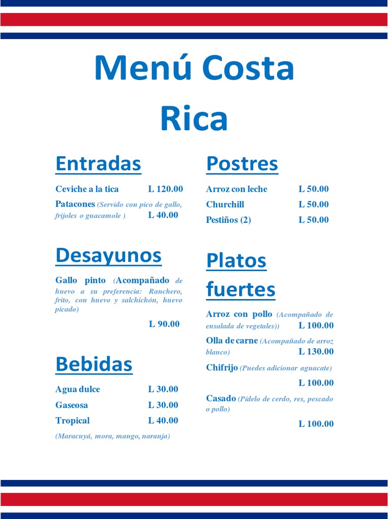 Menú Costa Rica | PDF