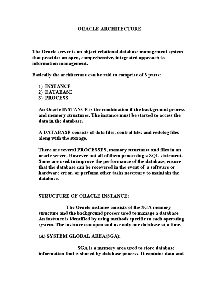 Oracle Architecture | Download Free PDF | Oracle Database | Databases