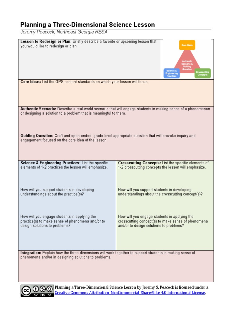 Planning an Engaging Three-Dimensional Science Lesson: A Template for ...