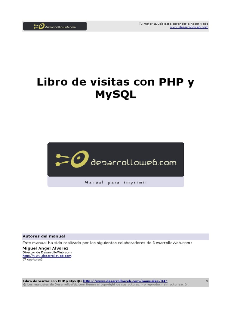 Manual Libro Visitas PHP Mysql | PDF | Php | Página web