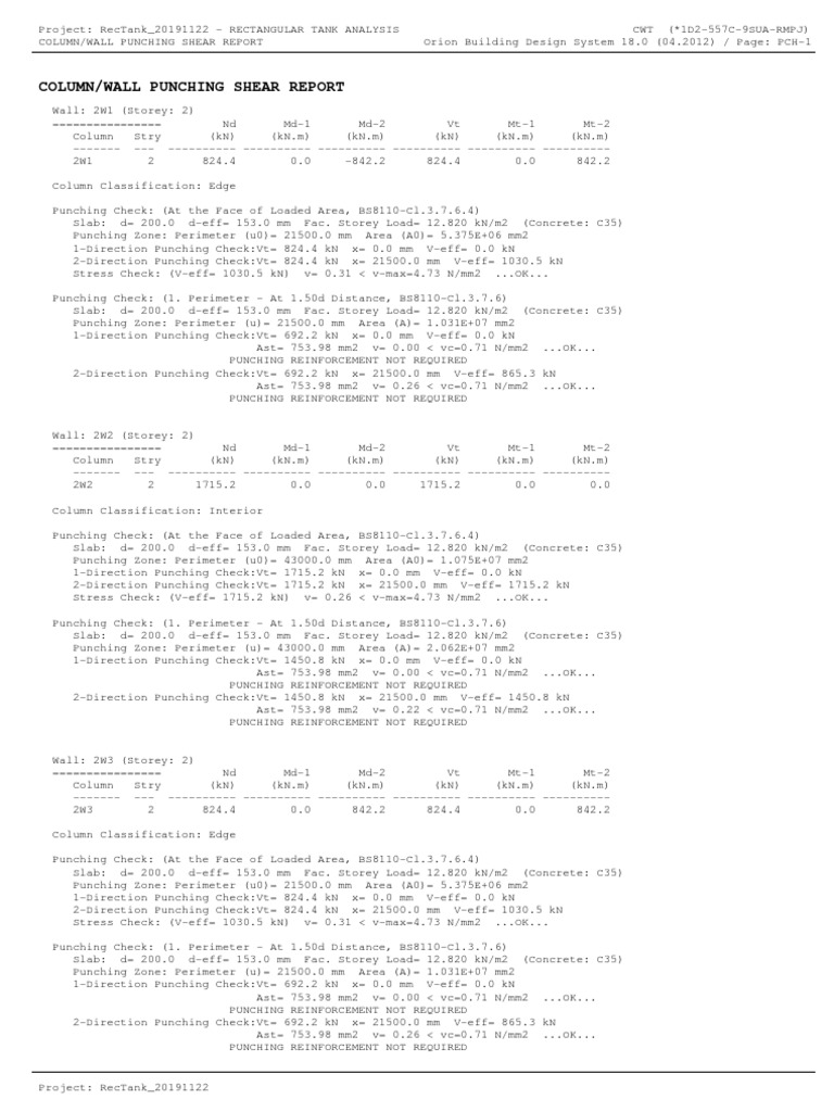 Column/Wall Punching Shear Report | PDF | Architectural Design ...