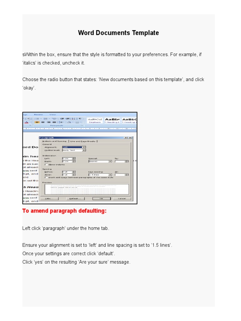 Word Documents Template: To Amend Paragraph Defaulting | PDF ...