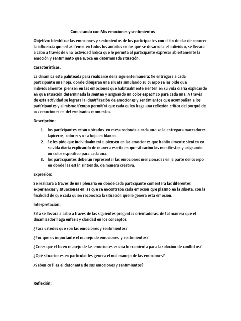 Conectando Con Mis Emociones y Sentimientos | PDF | Las emociones ...
