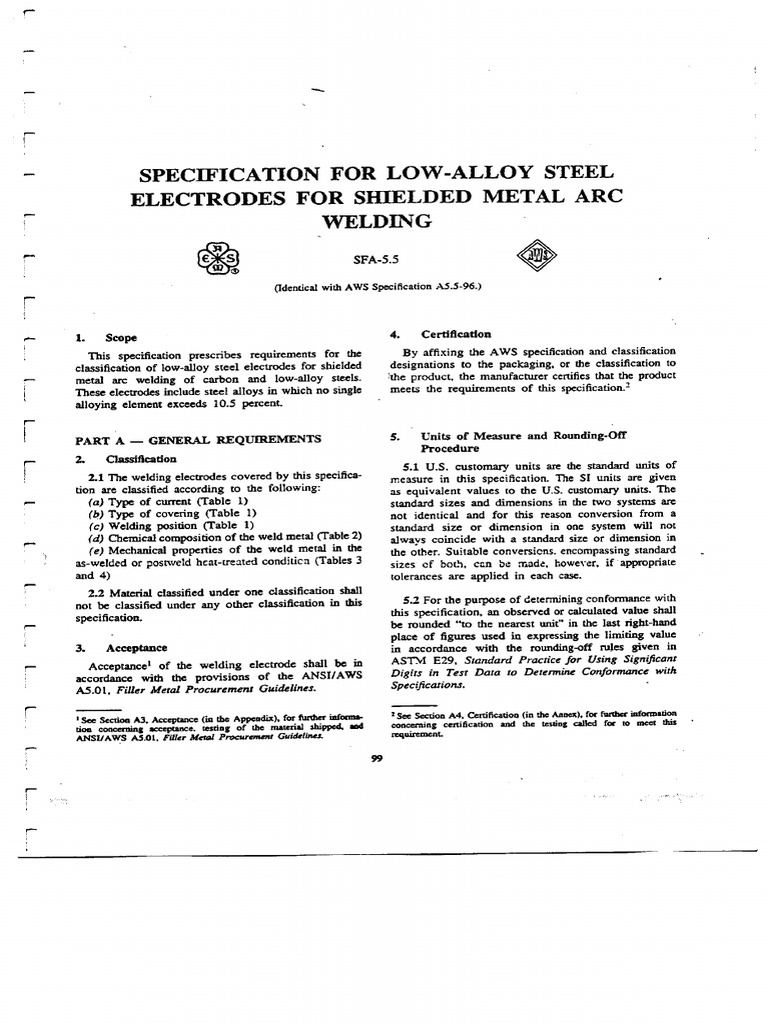 AWS A5.5 (Low-Alloy Steel Electrodes For SMAW) | PDF