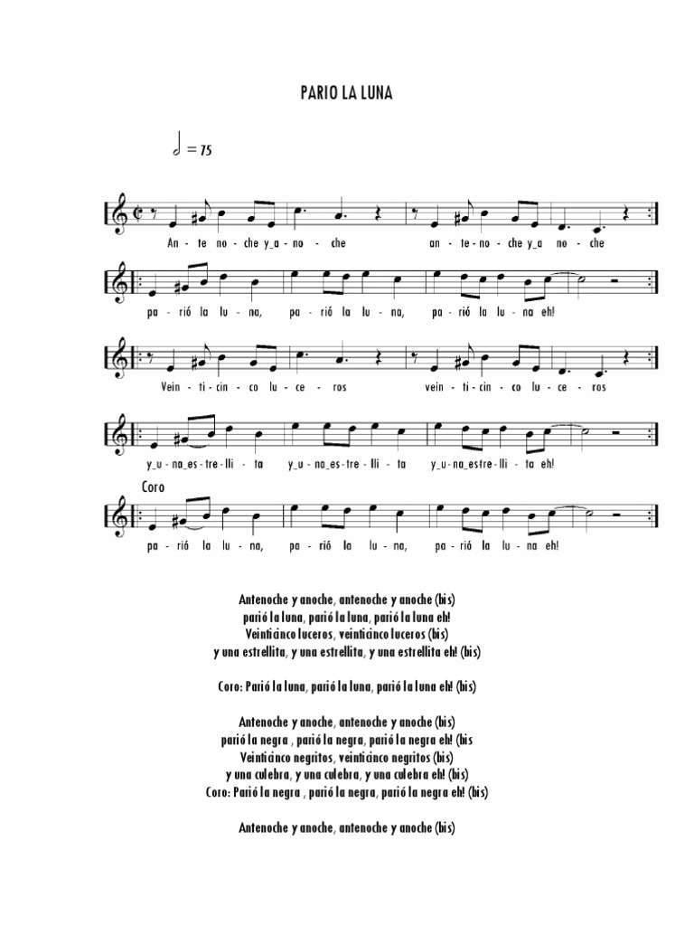 Letra y Acordes de "Parió la Luna" | PDF