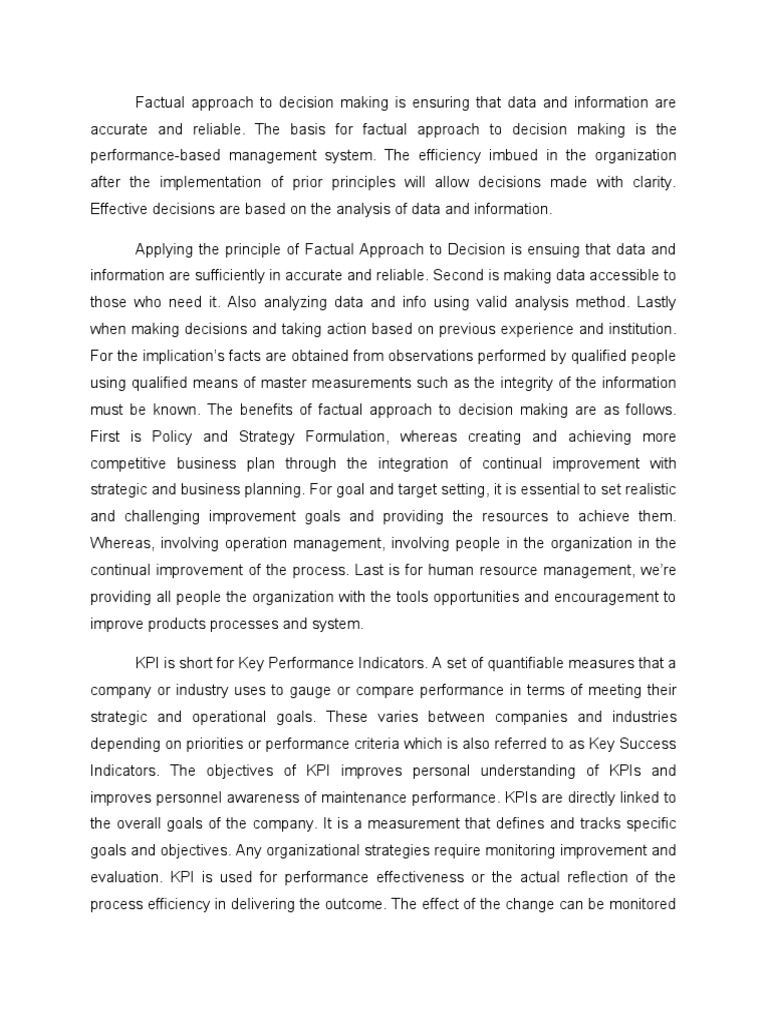 Factual Approach To Decision Making | PDF | Performance Indicator ...
