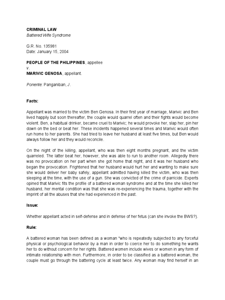 People v. Genosa | PDF | Domestic Violence | Violence