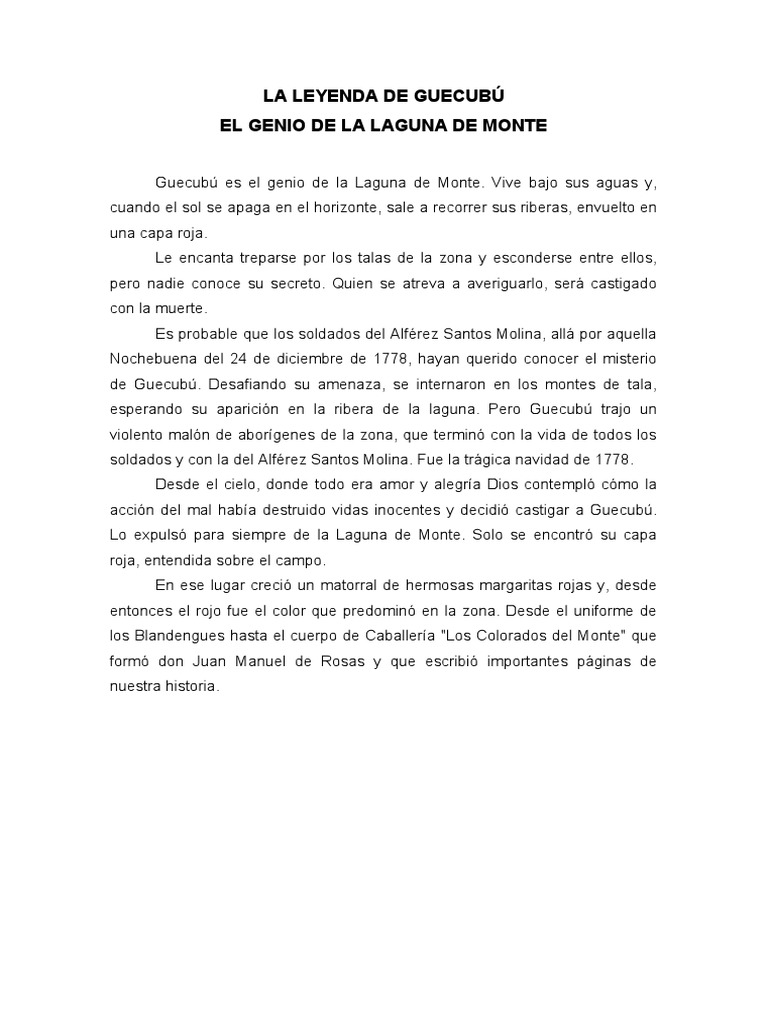 La leyenda de Guecubú en Monte | PDF