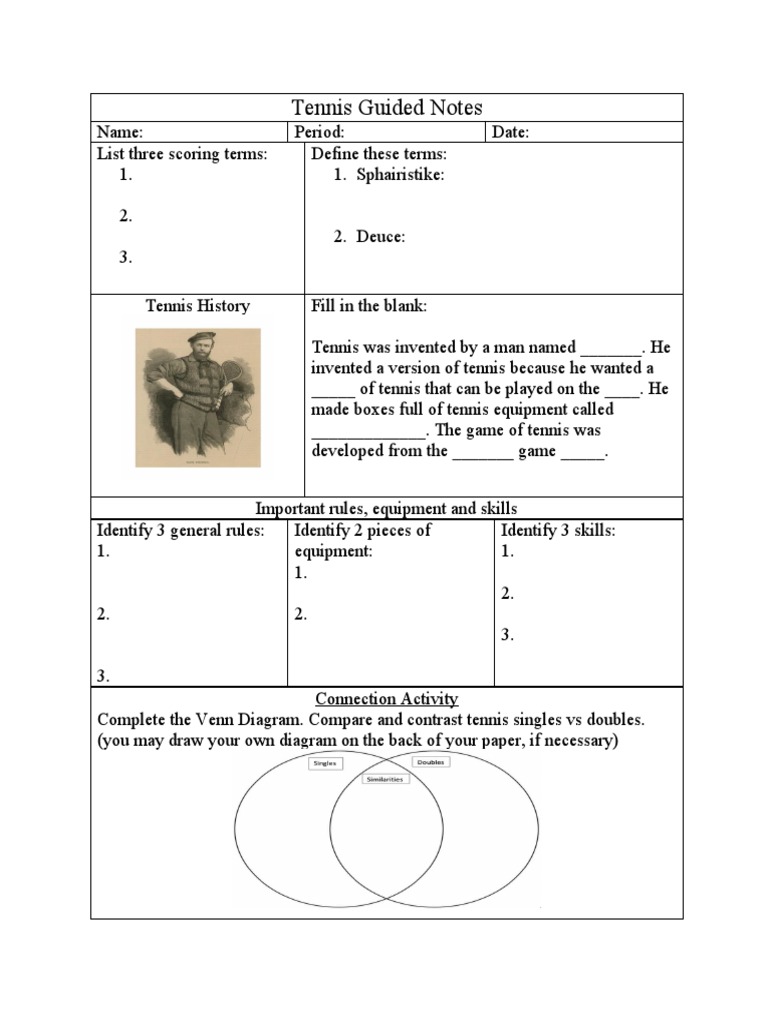 Tennis-Guided Notes | PDF | Games & Activities | Teaching Methods ...
