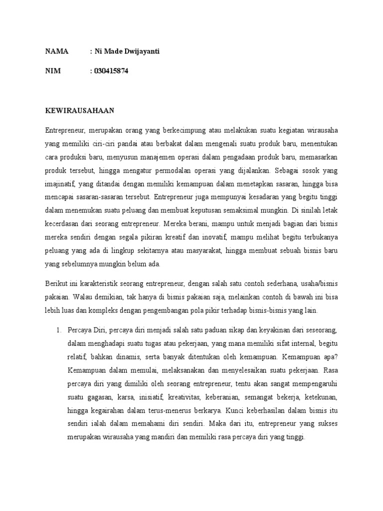 Diskusi 5 - Kewirausahaan | PDF