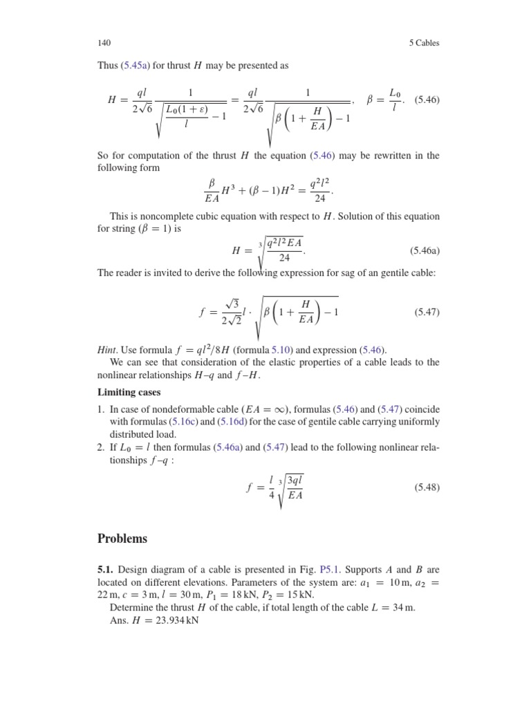 Cables: Problems and Solutions Guide | PDF | Equations | Applied ...