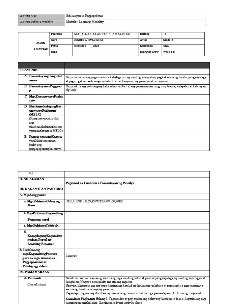 Esp Lesson Exemplar q1 w6 8 Done | PDF