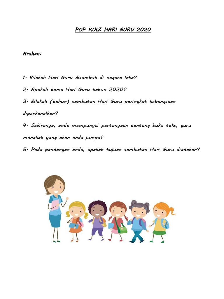 Pop Kuiz Hari Guru 2020 | PDF