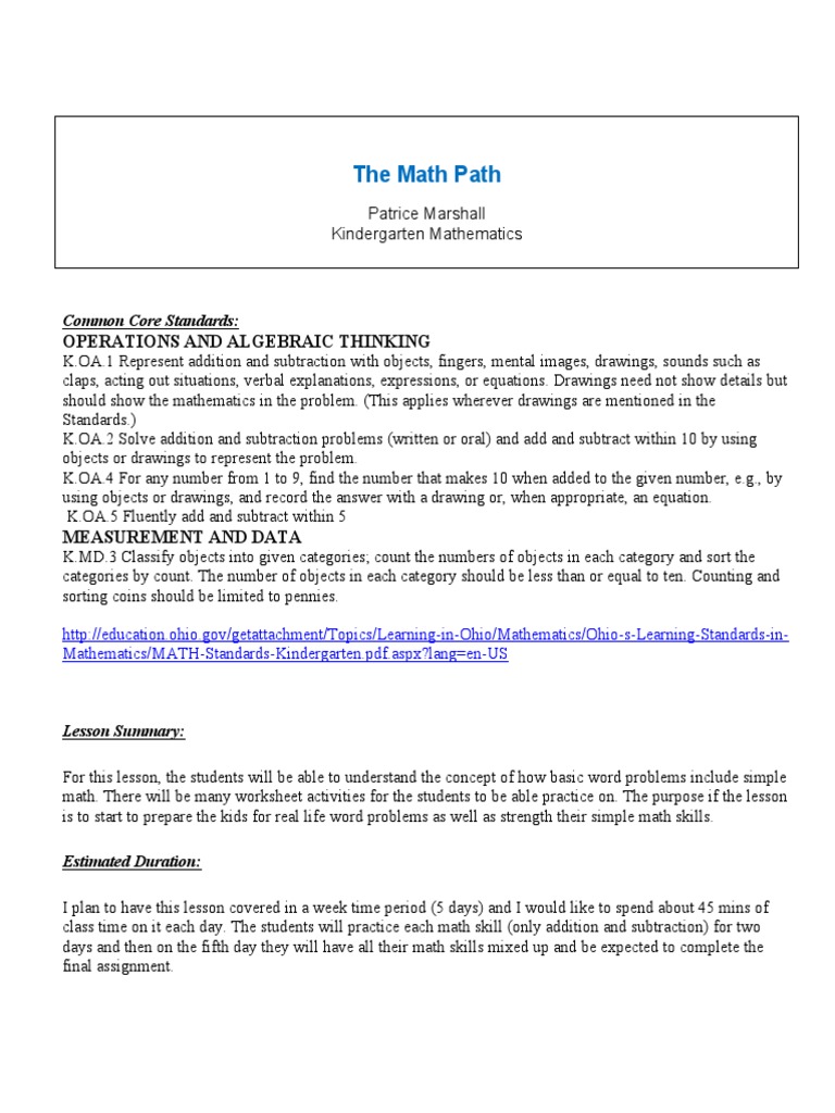 The Math Path: Operations and Algebraic Thinking | PDF | Educational ...