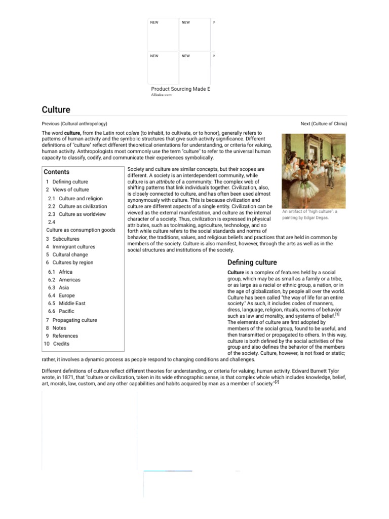 Culture - New World Encyclopedia | PDF | Anthropology | Value (Ethics)