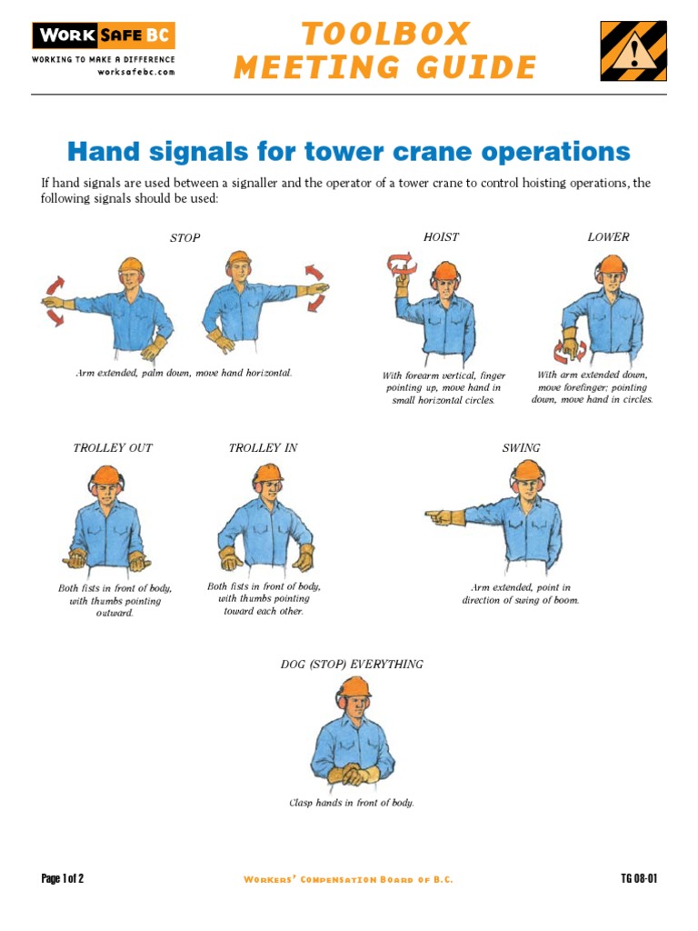 Tower Crane Hand Signals Guide | PDF | Hand | Crane (Machine)