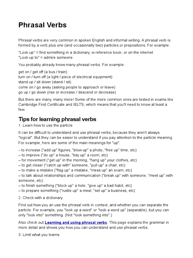 Understanding Phrasal Verbs: A Guide to Learning and Using Common ...