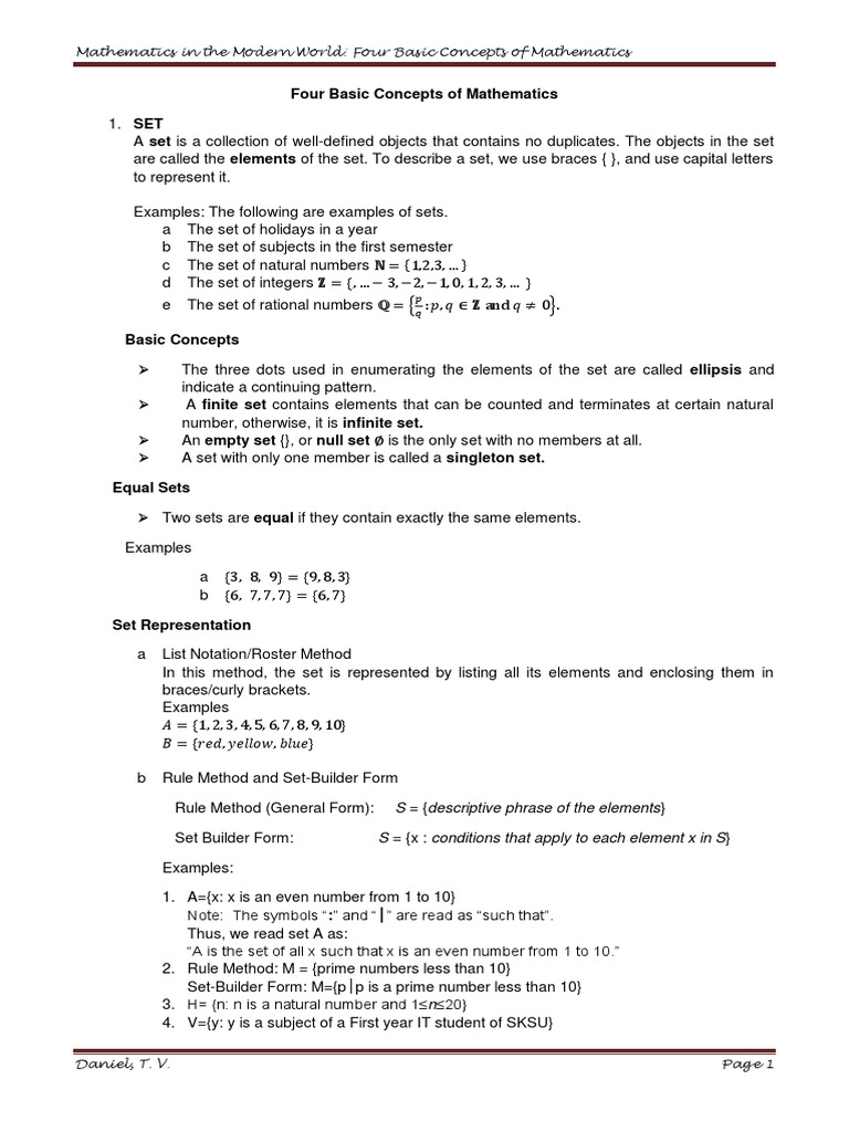 Four Basic Concepts | PDF | Set (Mathematics) | Mathematical Logic