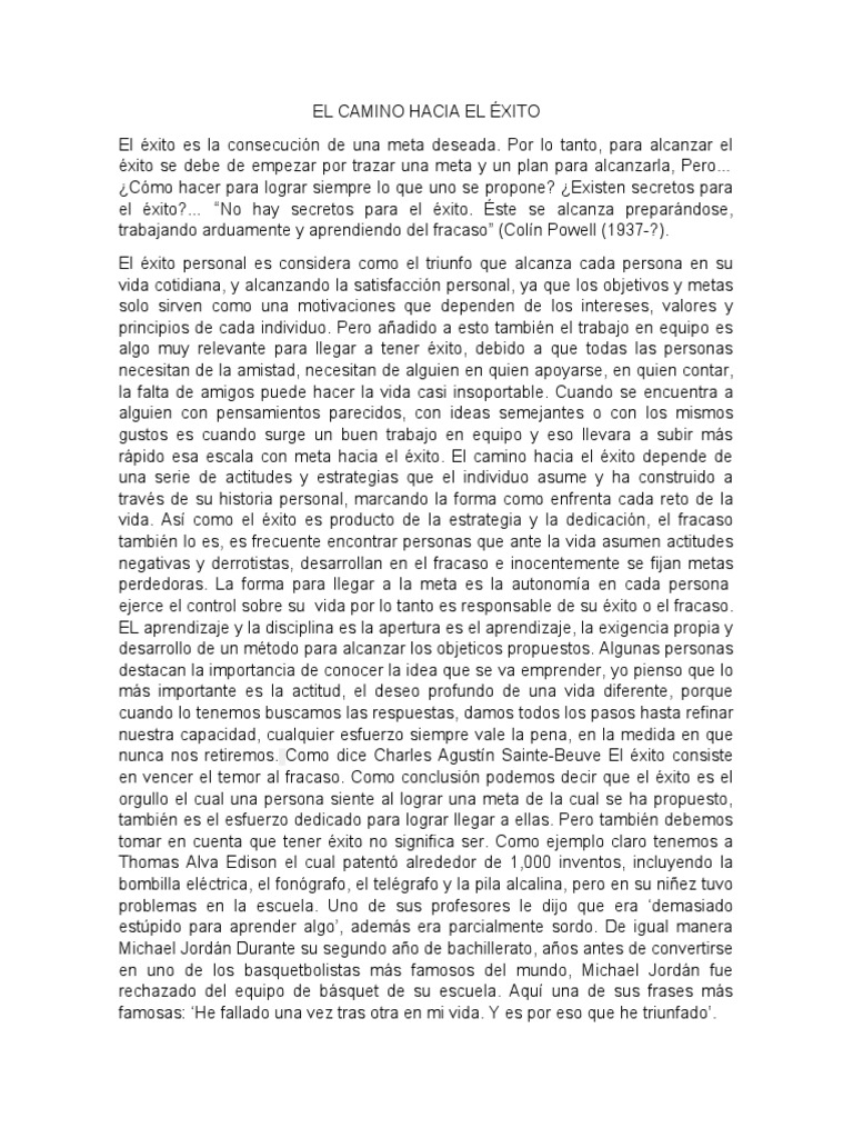 El Camino Hacia El Éxito | PDF | Conceptos psicologicos | Cognición