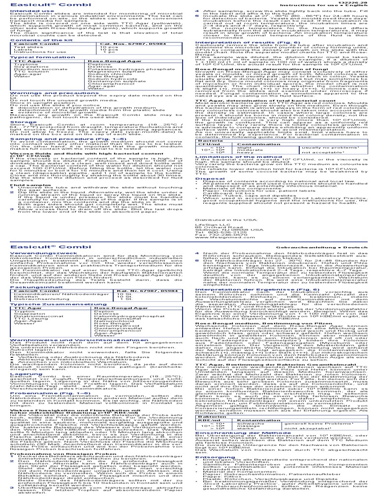 Easicult - Combi - IFU - 132226-28 (Aidian) | PDF | Colony Forming Unit ...