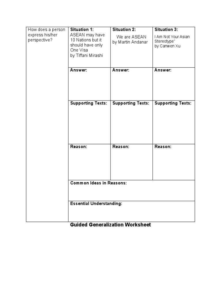 S7.5 - Guided Generalization Worksheet | PDF