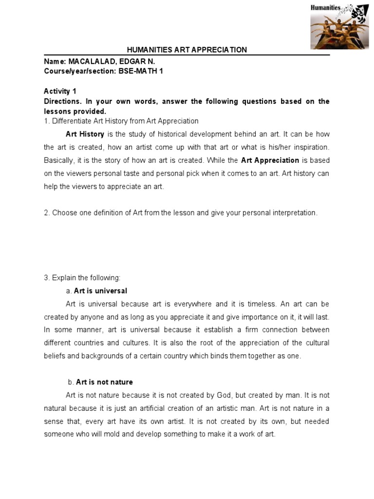 Hum1 Activity 1 3 | PDF | Idea | Design