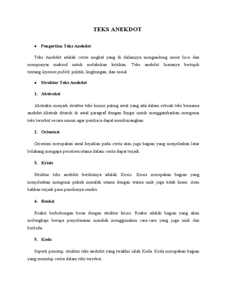Struktur dan Contoh Teks Anekdot | PDF | Fiksi Umum
