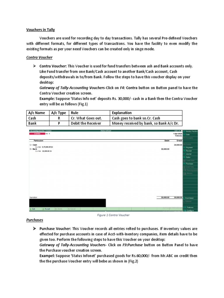 Contra Voucher: Vouchers in Tally | PDF | Debits And Credits | Voucher