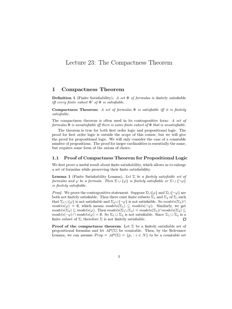 Lec 23 | PDF | Model Theory | Theorem
