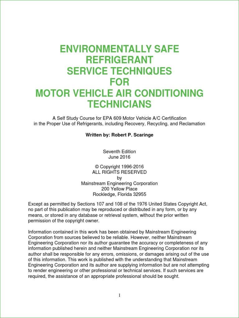 EPA Section 609 MVAC Study Manual | PDF | Chlorofluorocarbon | Ozone ...
