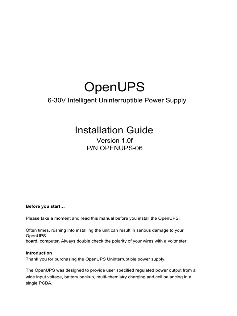 PWR OpenUPS Hardware Manual | PDF | Usb | Electrical Engineering