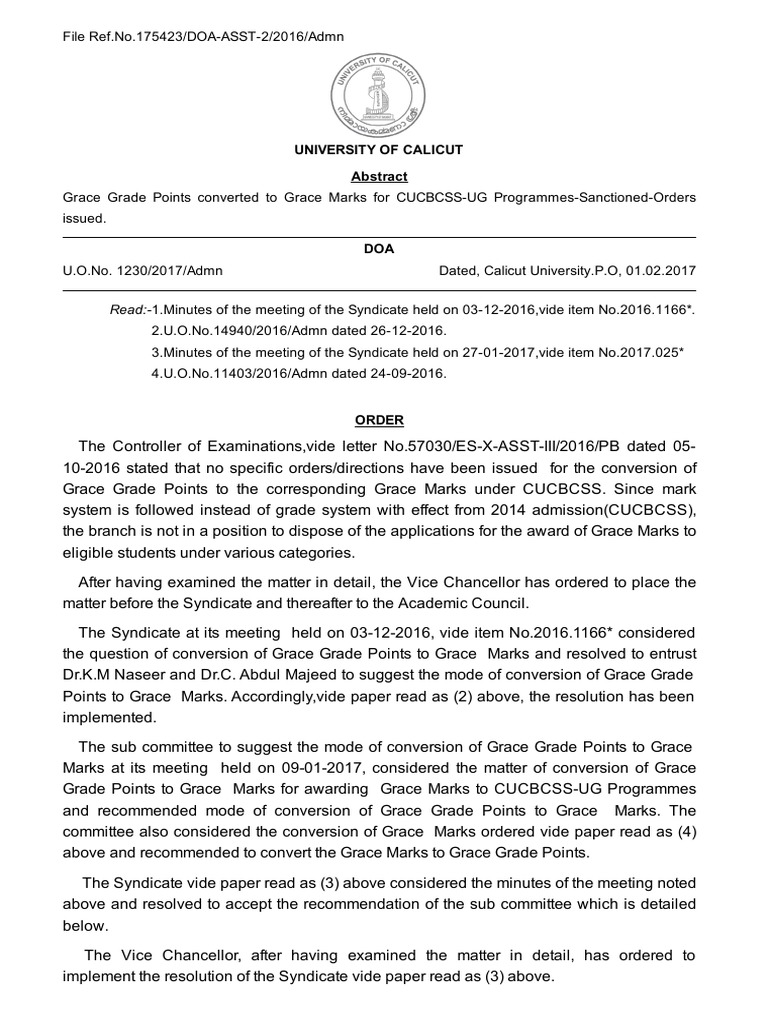 Grace Marks Conversion Guidelines | PDF