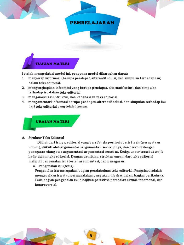 Struktur dan Contoh Teks Editorial | PDF