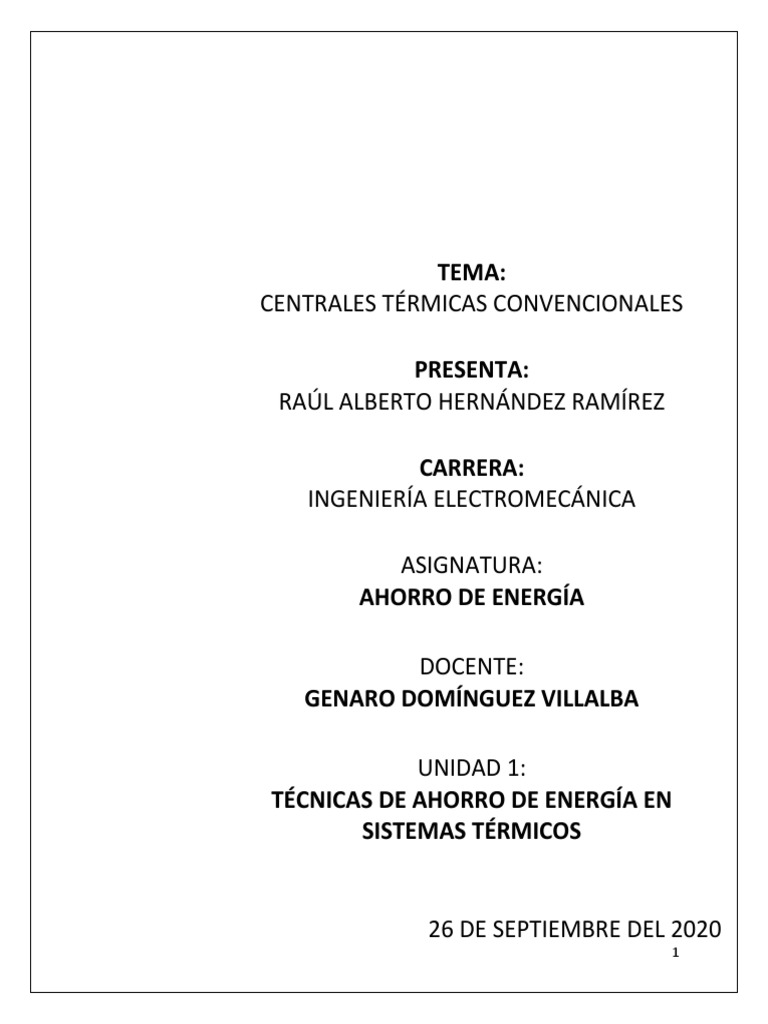 Resumen - Centrales Termicas Convencionales | PDF | Vapor | Tecnología energética