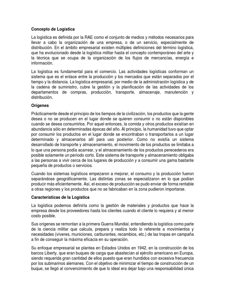 Tema 1.2 La Logística y Sus Elementos Conceptos PDF | PDF | Logística | Procesos de negocio