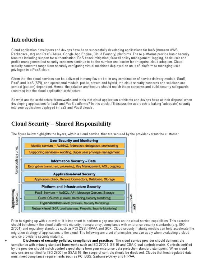 Disclosure of Security Policies, Compliance and Practices: The Cloud Service Provider Should ...