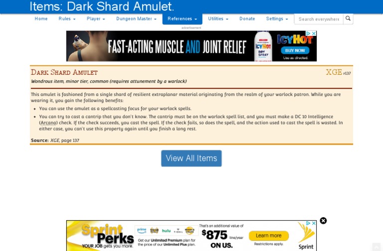 Dark Shard Amulet - 5etools | PDF