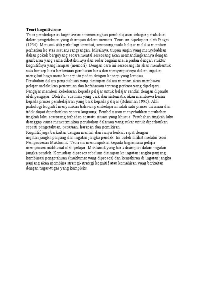 Teori Kognitivisme | PDF