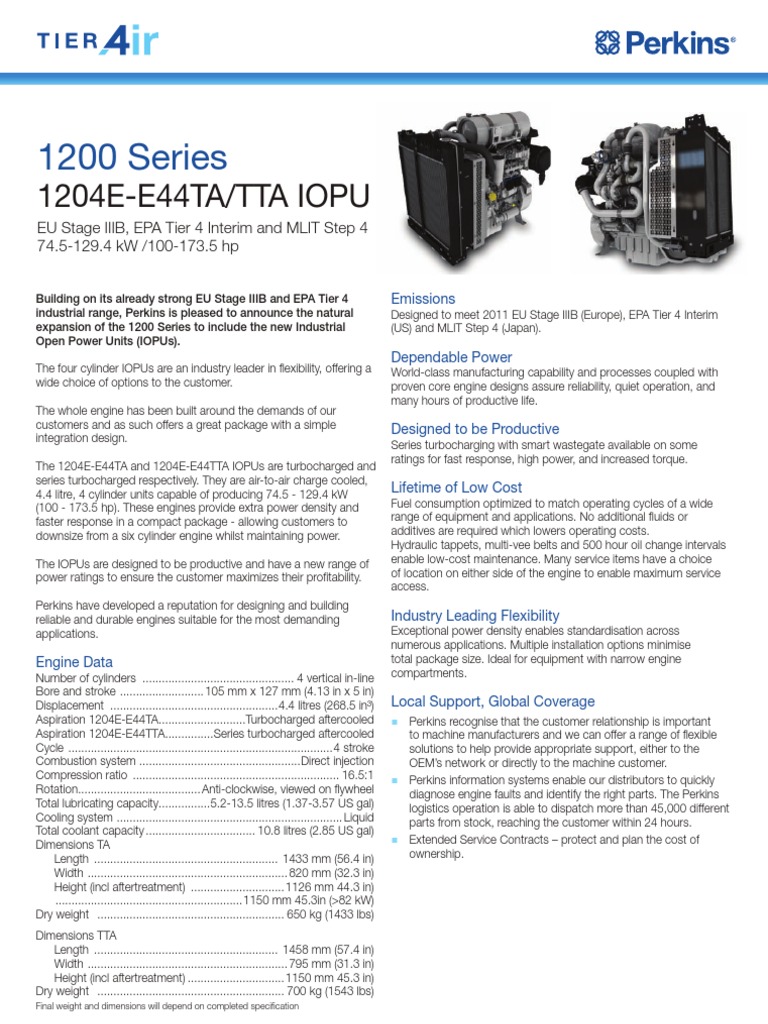 1200 Series: 1204E-E44TA/TTA IOPU | PDF | Engines | Horsepower