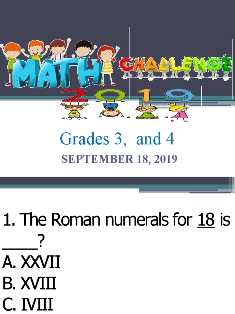 Math Quiz Bee Grades 3-4 | PDF | Numbers | Teaching Mathematics