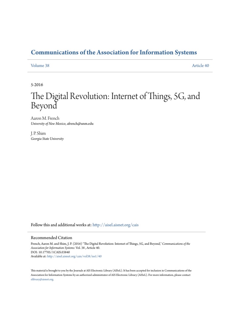 The Digital Revolution - Internet of Things 5G and Beyond PDF | PDF ...
