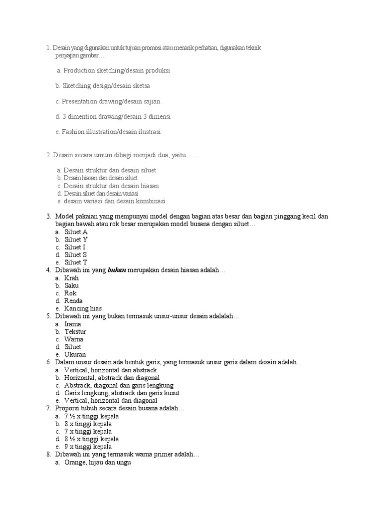 Soal Uas X TB Dasar Desain | PDF